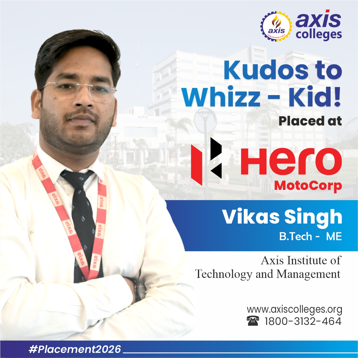 Vikas Singh Placed in Hero MotoCorp - Axis Colleges, Best Engineering ...